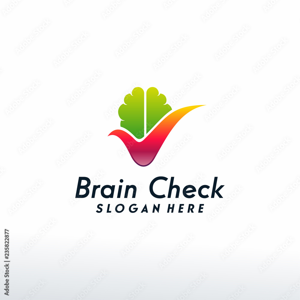 Brain check logo designs concept vector, Education Check logo template ...
