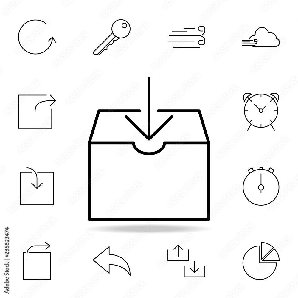 box and down arrow icon. Detailed set of simple icons. Premium graphic ...