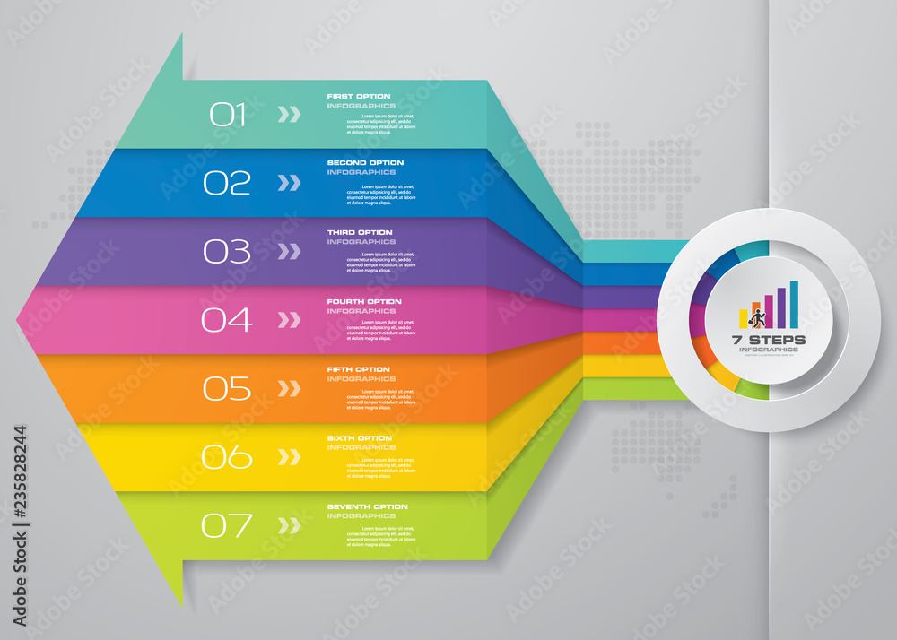 7 steps arrow infographics element template chart for presentation ...