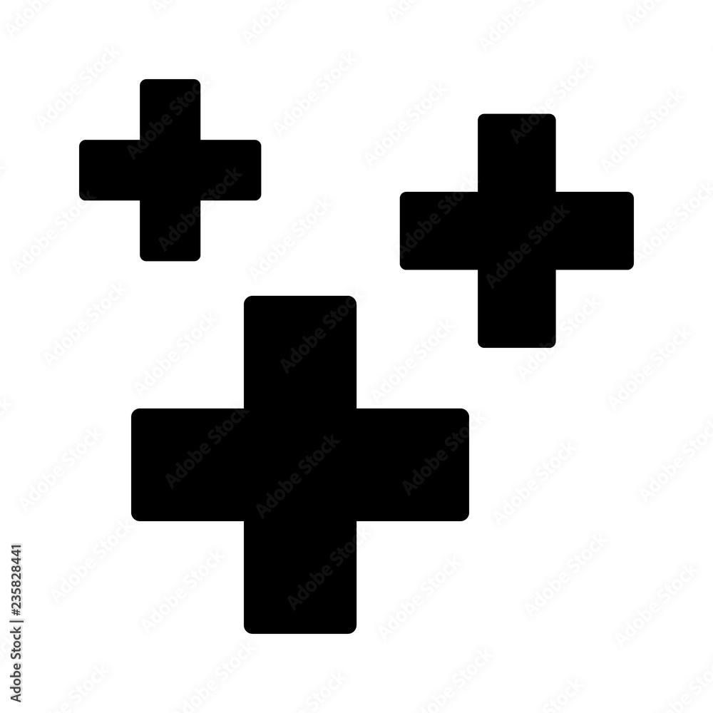 Heal, healing or regeneration symbol with crosses flat vector icon for ...