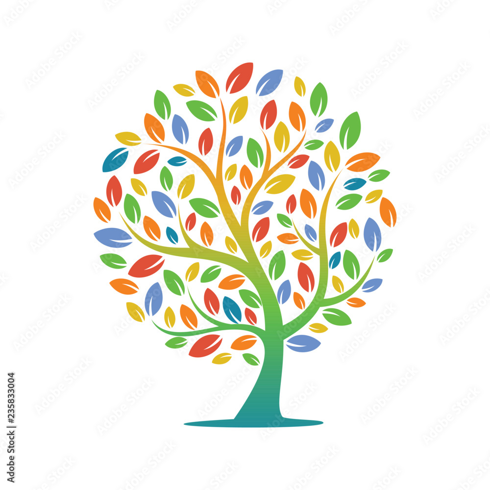 Colorful tree logo design Stock Vector | Adobe Stock