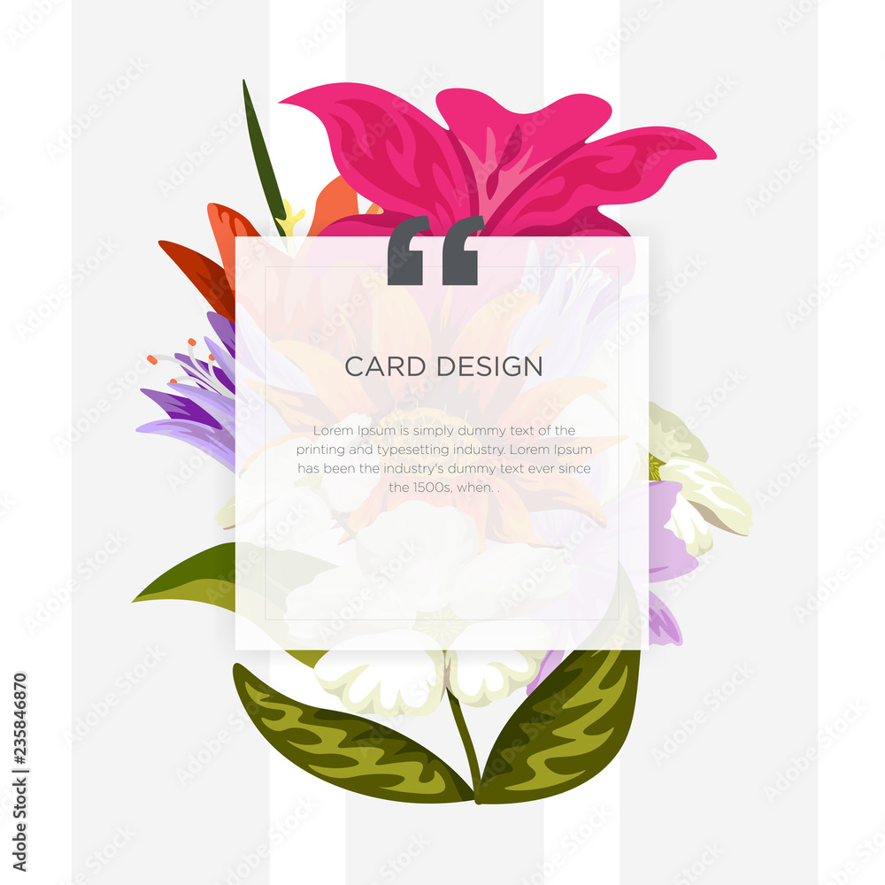 Wedding Event Invitation card design with Tropical flowers, invite ...