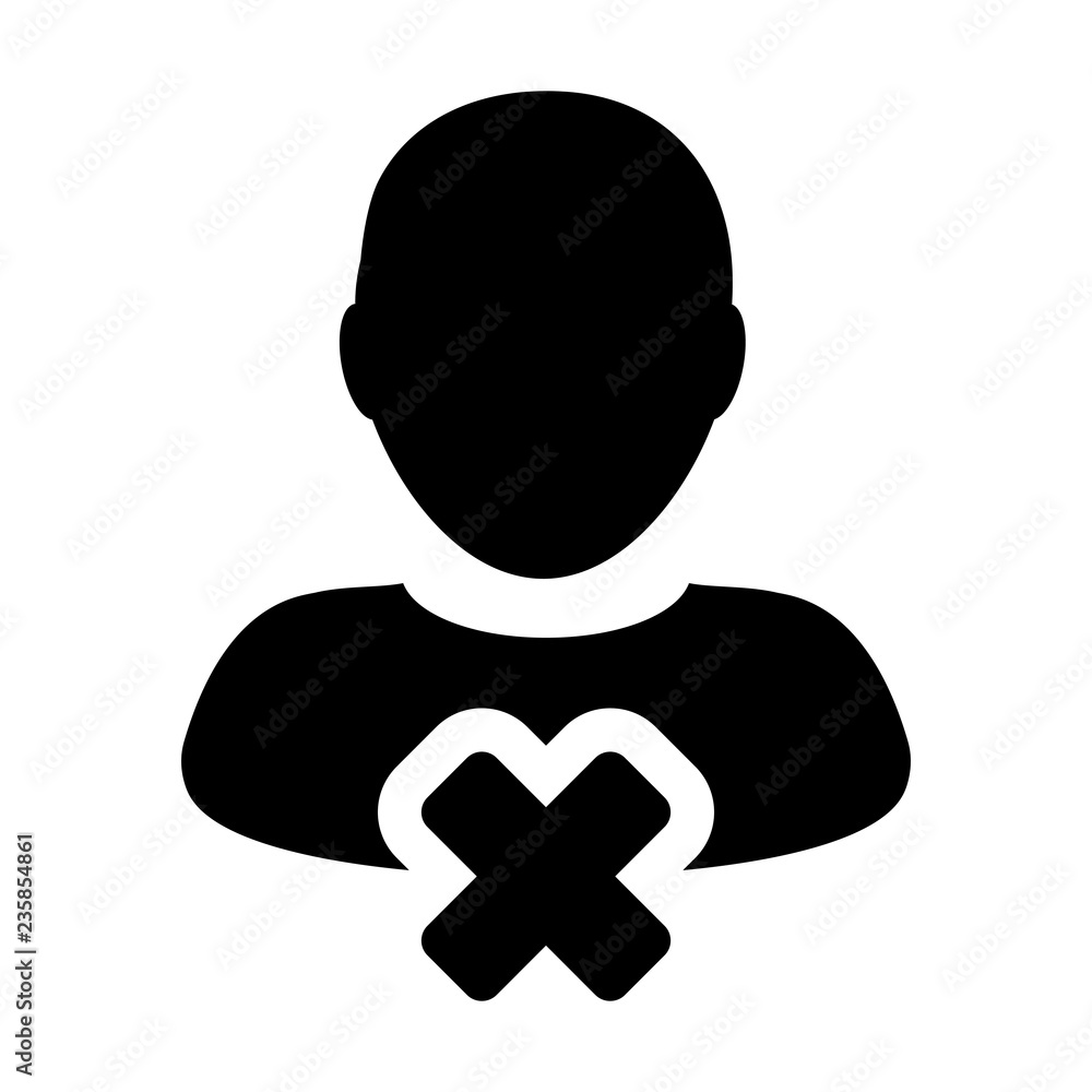 Man icon vector remove male user account person profile avatar with ...