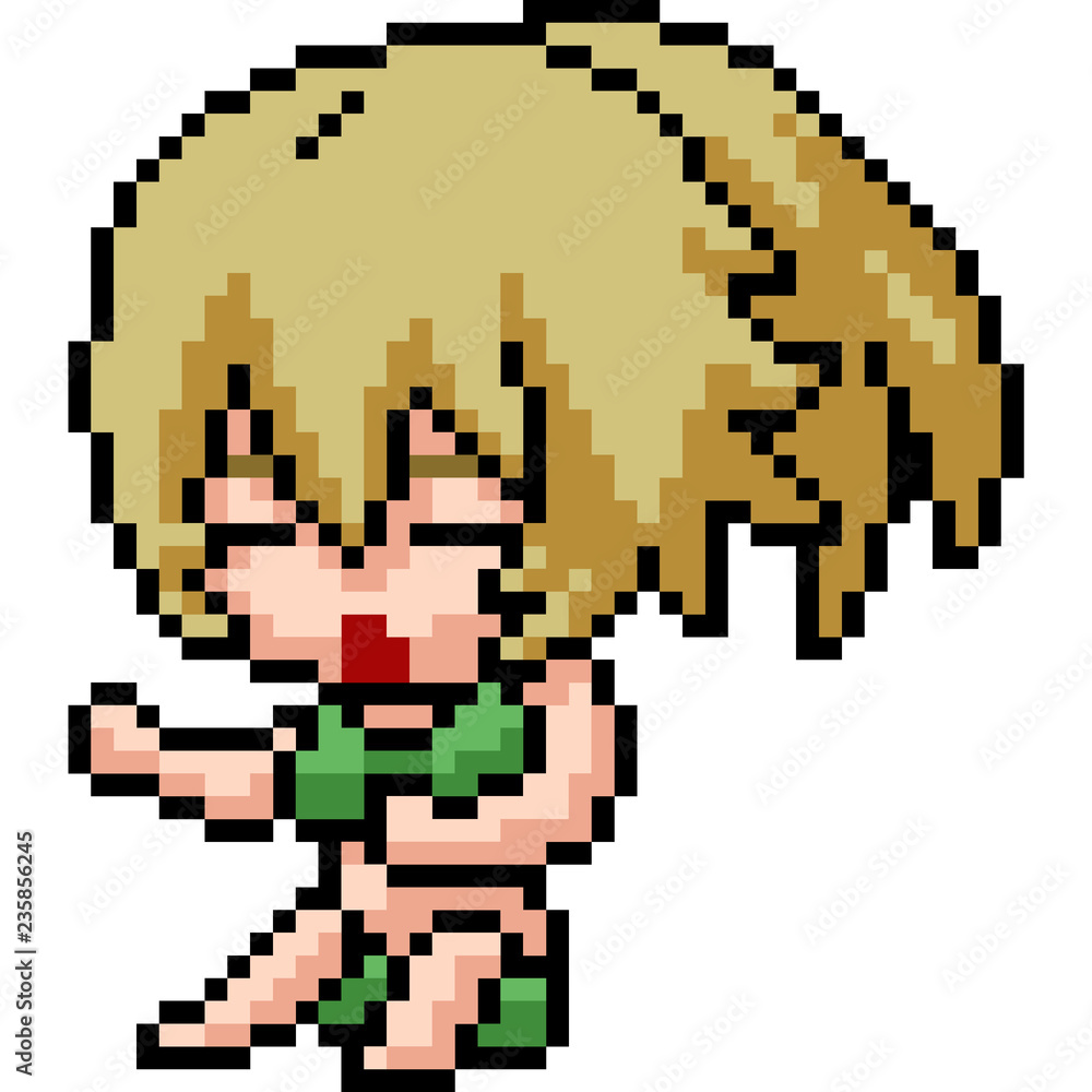 vector pixel art girl swimsuit sit Stock Vector | Adobe Stock