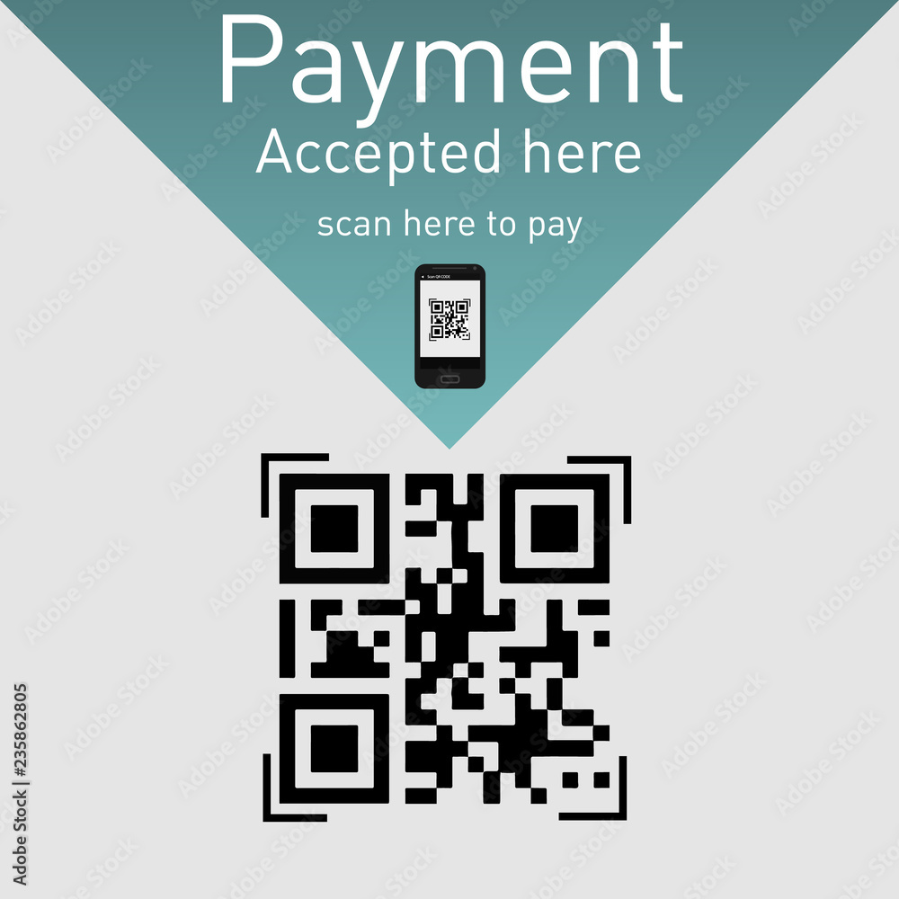 Scan QR code to Mobile Phone with paper qr payment accepted here. Stock ...