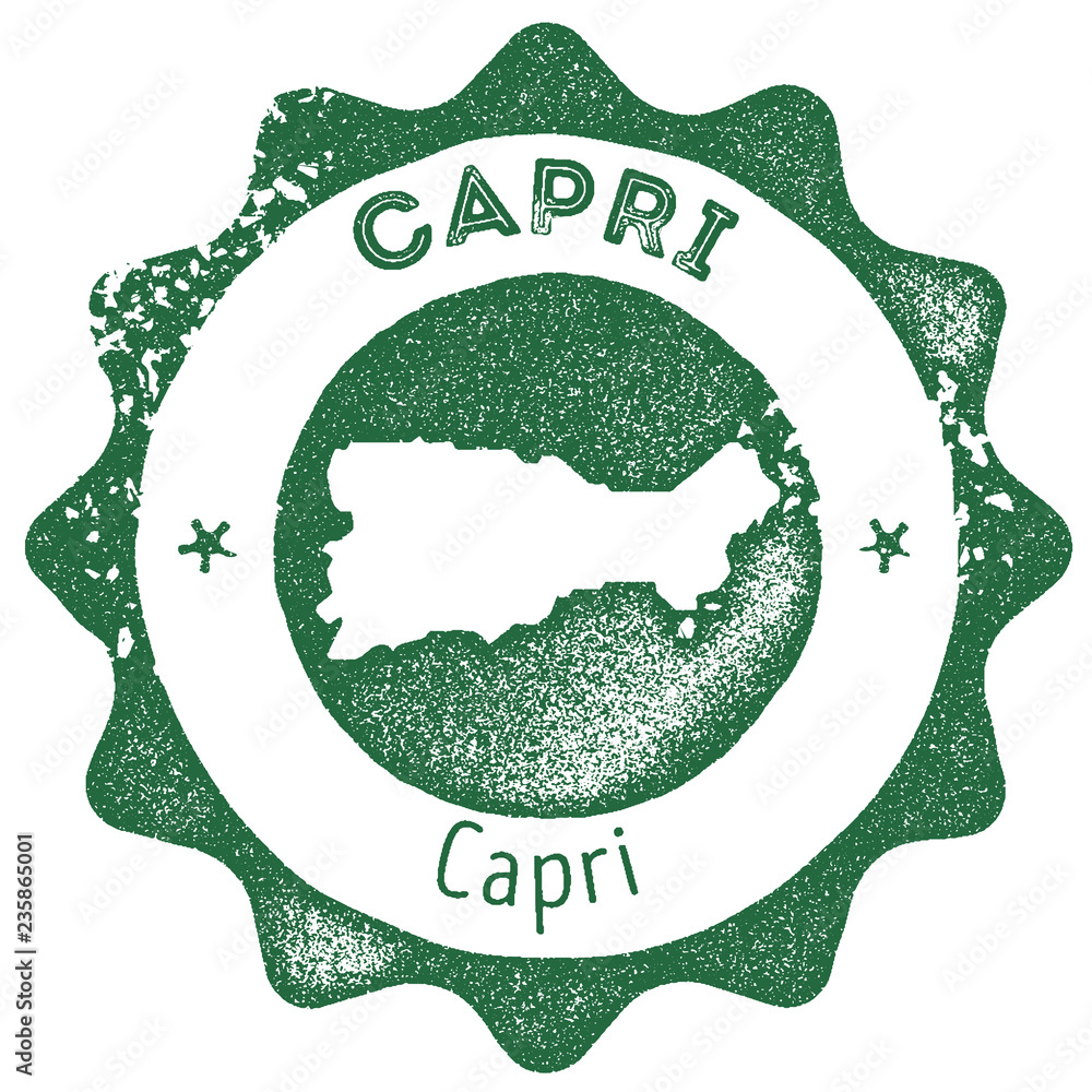 Capri map vintage stamp. Retro style handmade label, badge or element ...