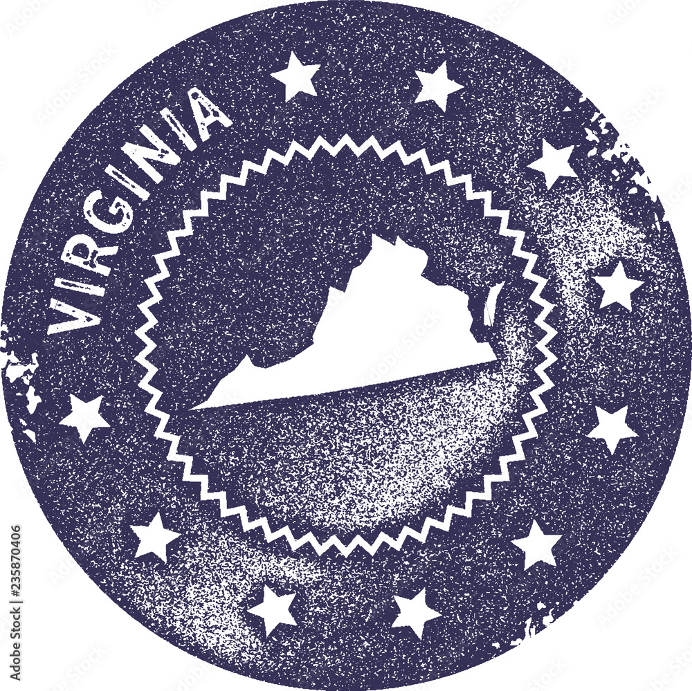 Virginia map vintage stamp. Retro style handmade label, badge or ...