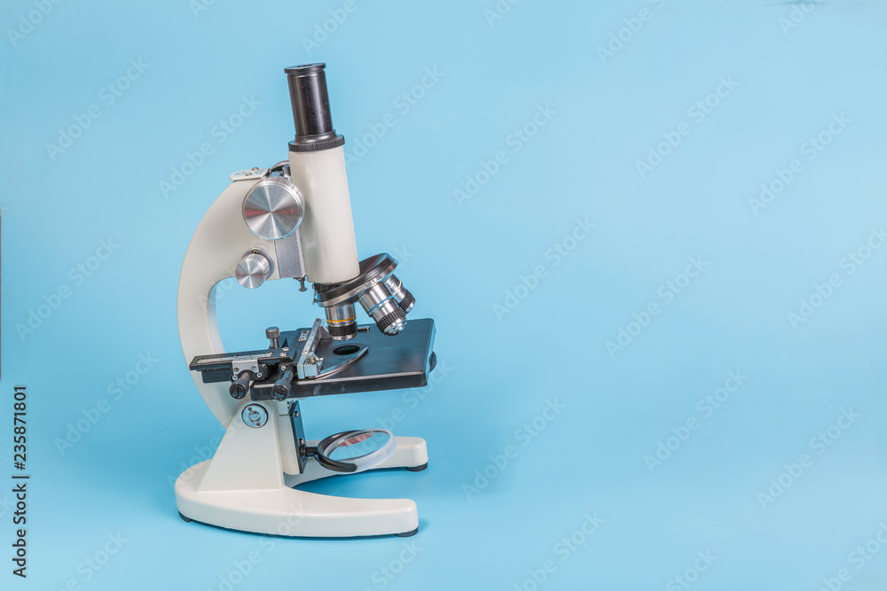 The blue color on the bottom of delicate microscope Stock Photo | Adobe ...