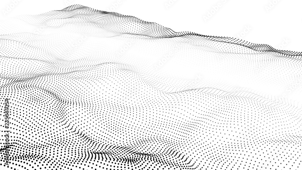 Futuristic dots pattern. Imitation wave of particles. Data ...