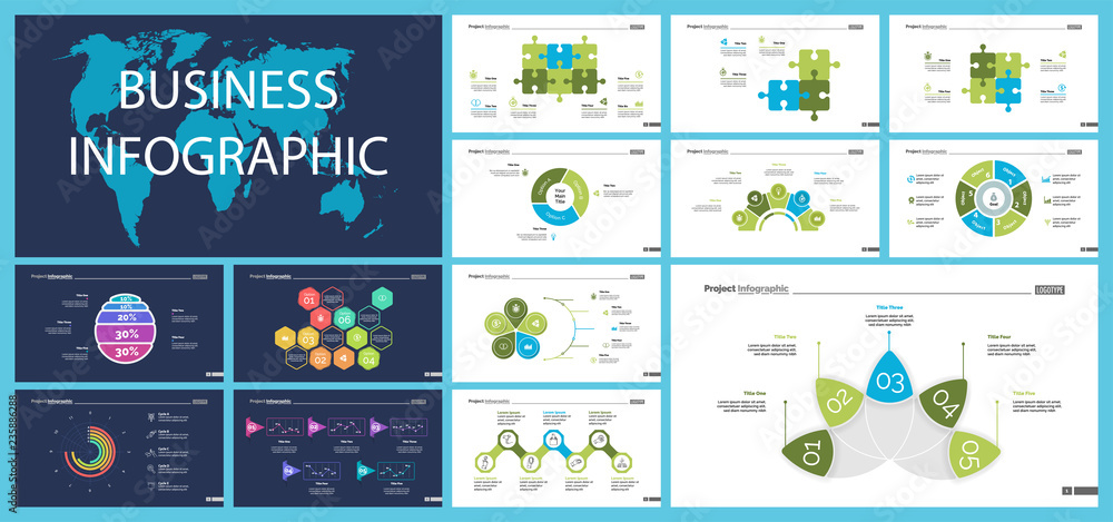 Project infographic design template set for stock and trade concept ...