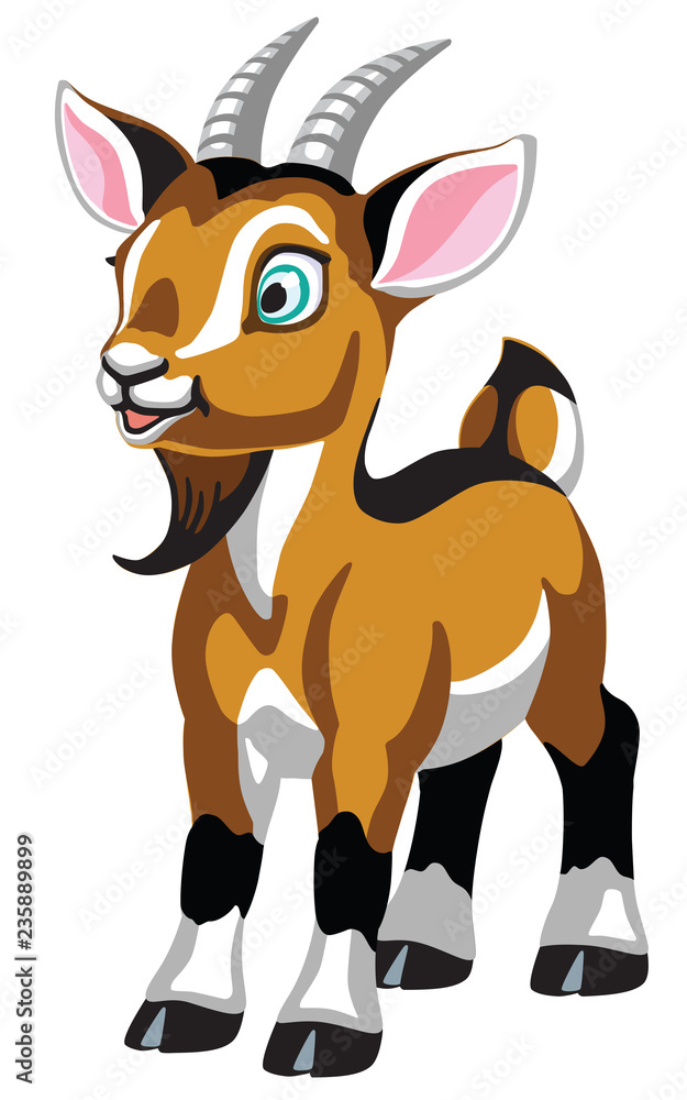 cartoon little goat isolated on white. Vector illustration for babies ...