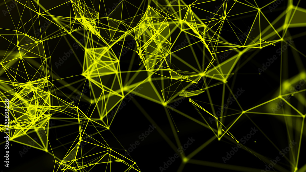 Plexus Details Consisting Of Points And Lines Visualization Digital Background Yellow Shade