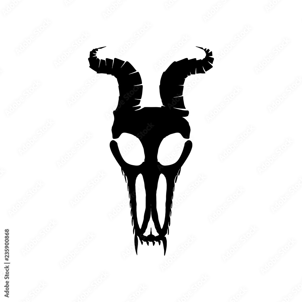 Mystic Skull vector illustrasion. Black dragon head skull isolated on ...