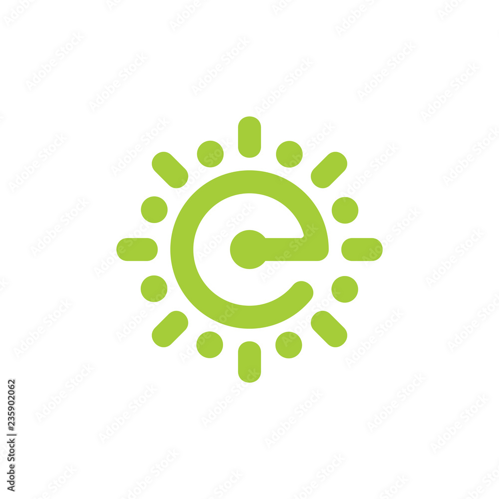 letter e sun light ecology logo vector Stock Vector | Adobe Stock