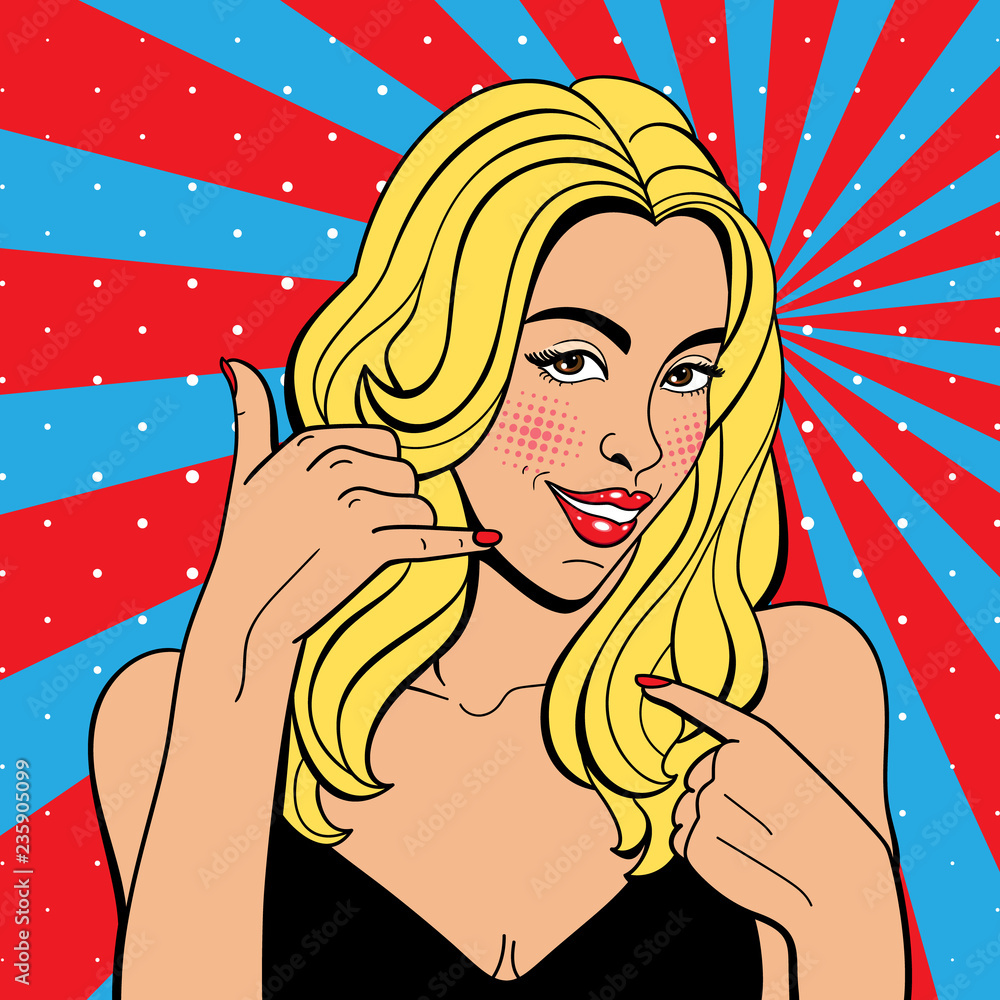 Sexy Pop Art Woman With Squinted Eyes Vector Background In Comic Style 0826