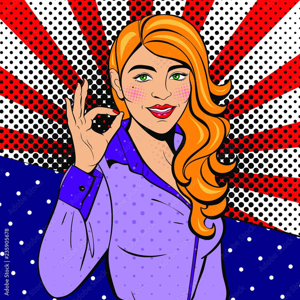 Vecteur Stock Sexy Pop Art Woman With Squinted Eyes And Open Mouth