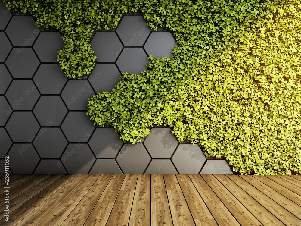 Vertical garden in modern interior Stock Illustration | Adobe Stock