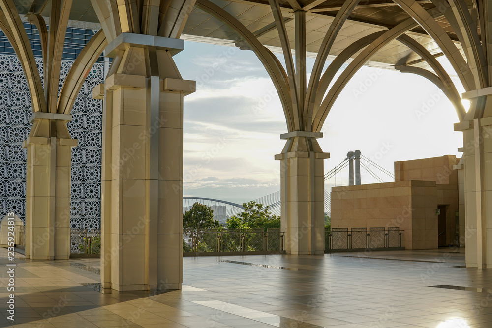 Interior and exterior design of Sultan Mizan Zainal Abidin Mosque. The ...