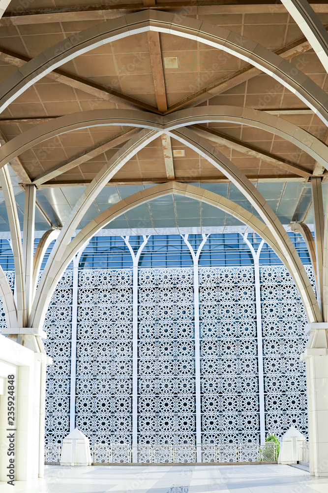 Interior and exterior design of Sultan Mizan Zainal Abidin Mosque. The ...