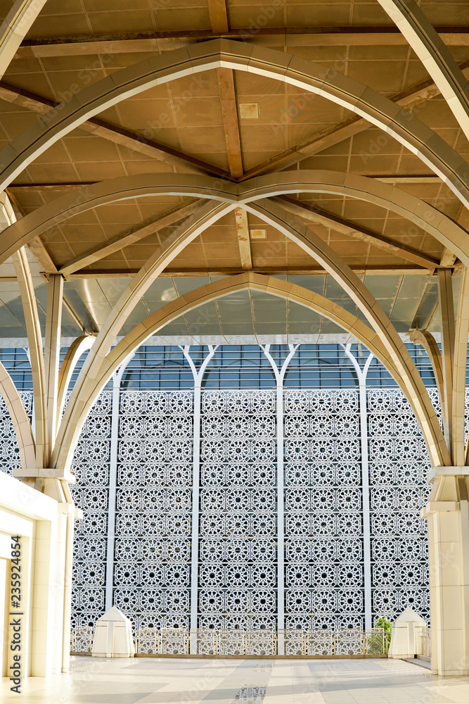 Interior and exterior design of Sultan Mizan Zainal Abidin Mosque. The ...