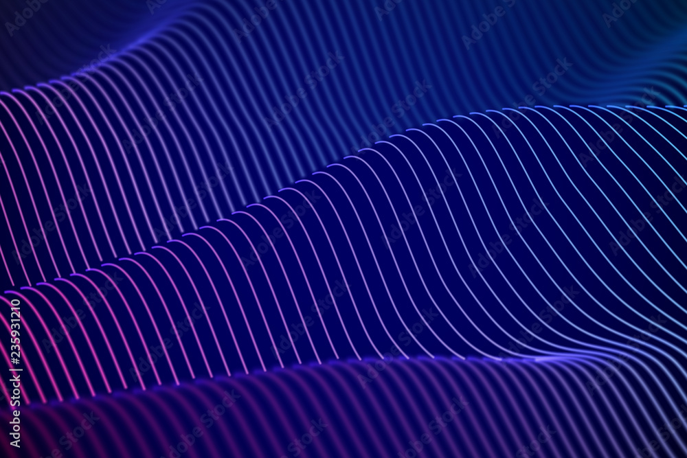 3D Sound waves. Big data abstract visualization. Digital technology ...