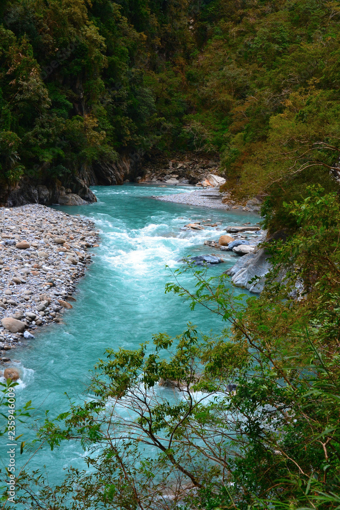 Travel Taiwan, Asia. Beautiful turquoise river water at Taroko Gorge ...