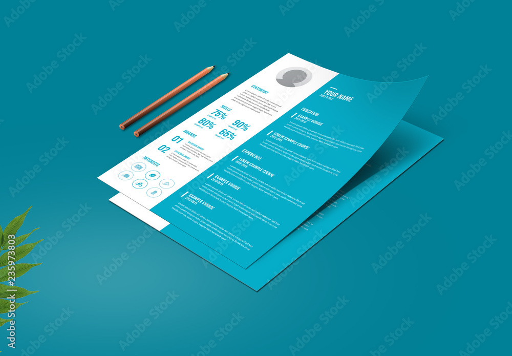 Light Blue and White Resume Layout Stock Template | Adobe Stock
