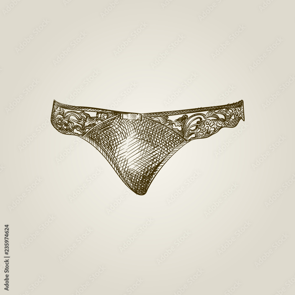 Hand Drawn Women's panties Sketch Symbol isolated on background. Vector ...