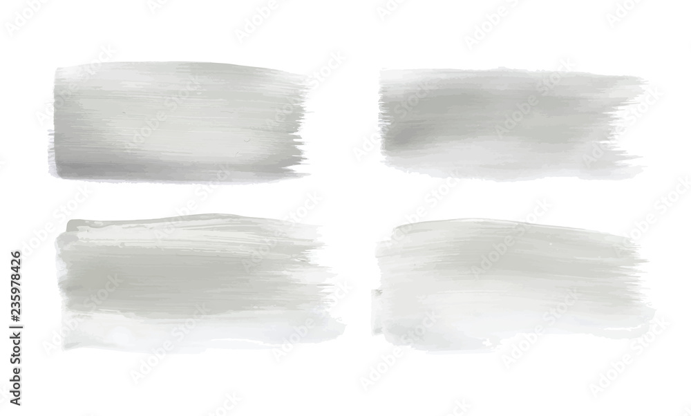 Vetor de Vector gray paint smear stroke stain set. Abstract acrylic ...