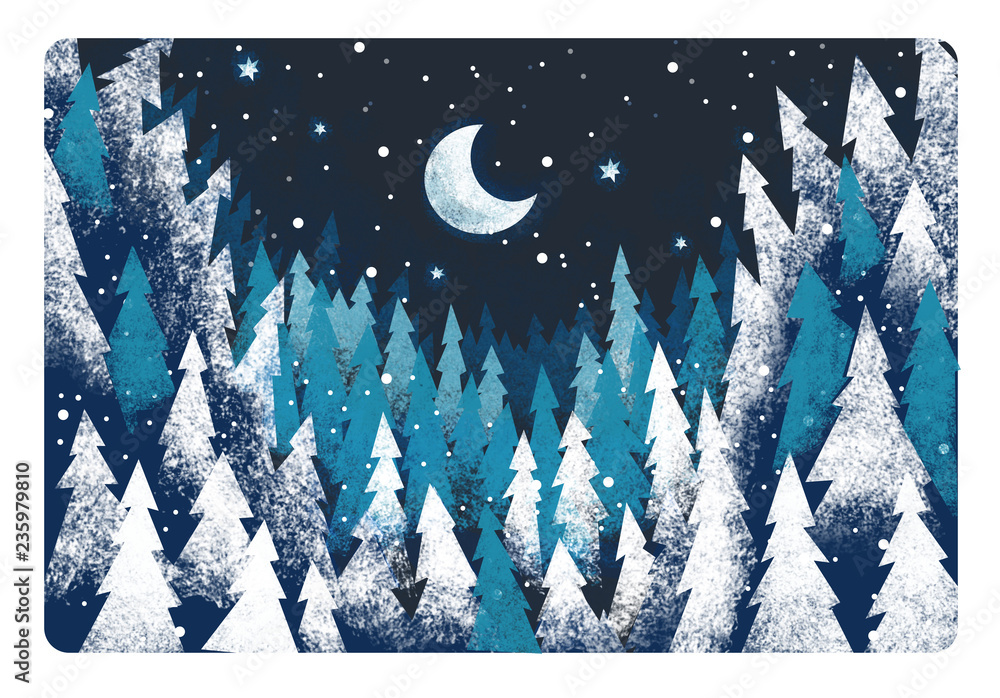 religious winter scene - traditional scene - illustration for children ...