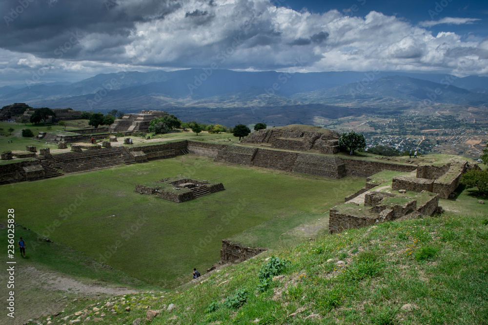 Zapotec ruins in archeological site of Monte Alban, Oaxaca, Mexico ...