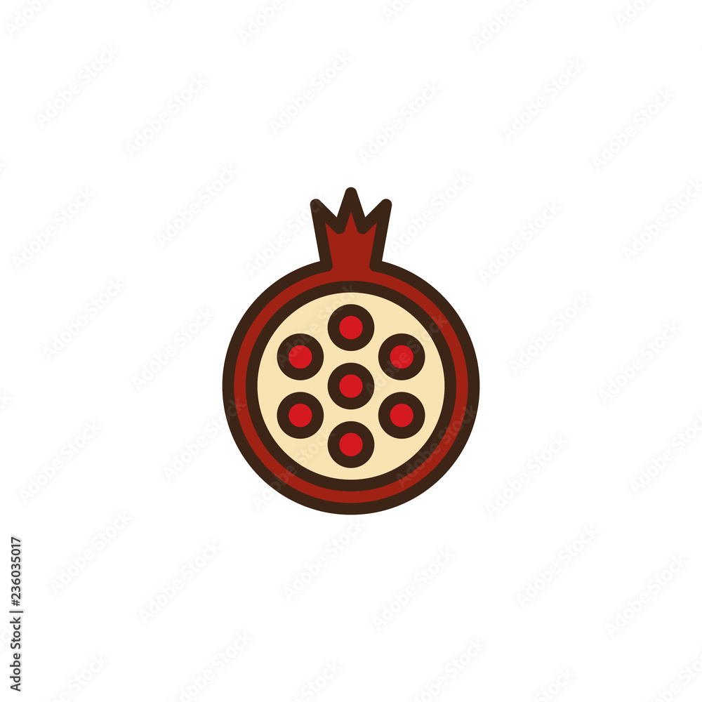 Pomegranate fruit filled outline icon, line vector sign, linear ...