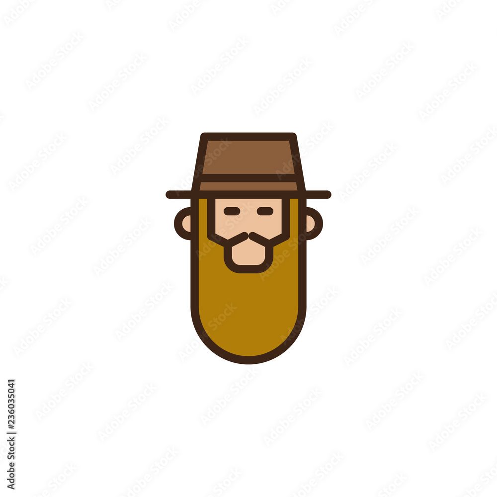 Rabbi head filled outline icon, line vector sign, linear colorful ...