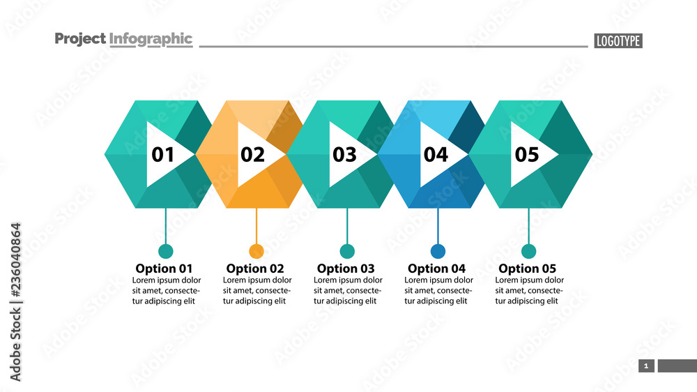 Five steps process chart slide template. Business data. Flow, diagram ...