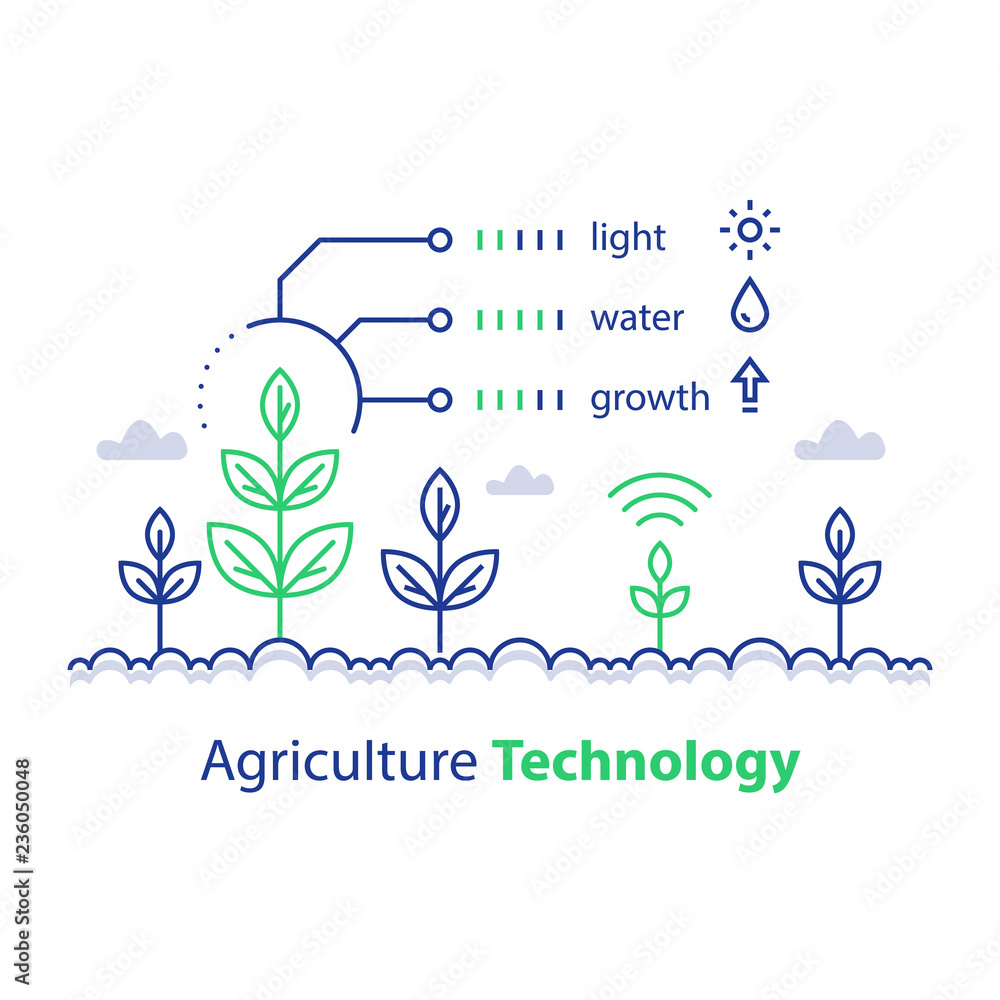 Smart farming, agriculture technology, plant stem and conditions report ...