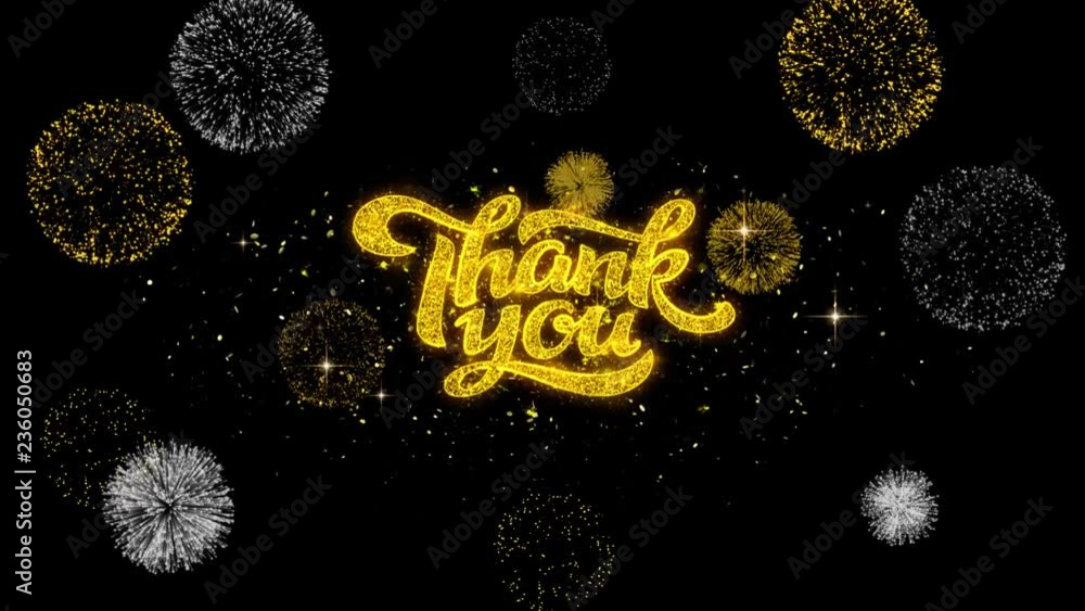 Thank You Golden Greeting Text Appearance Blinking Particles with ...