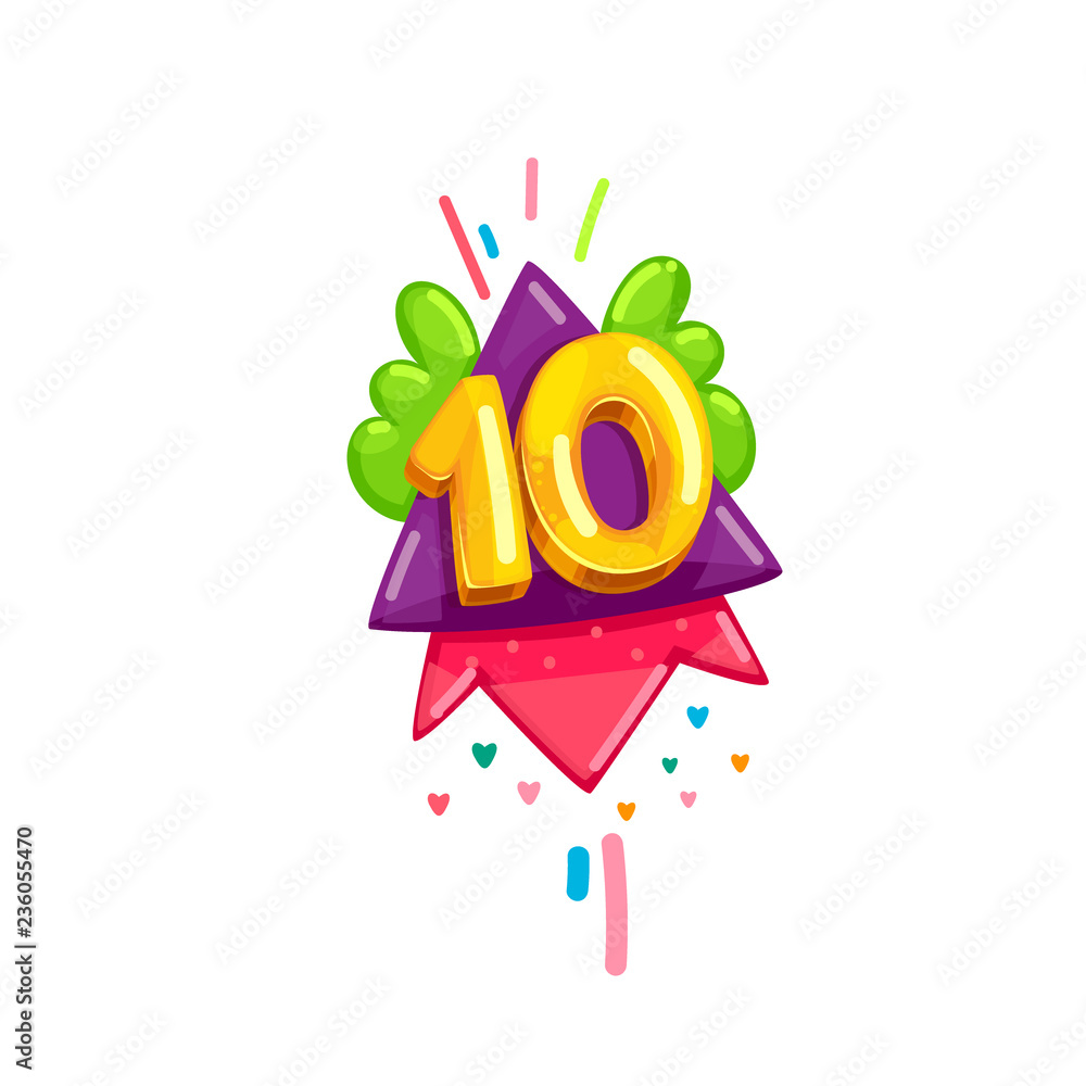 Happy color symbol number 10. Cartoon kids vector illustration Stock ...