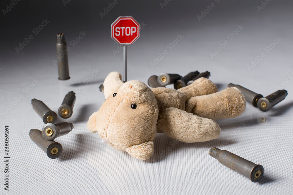 Sign stop bear and military patrons.Сoncept stop war Stock Photo ...