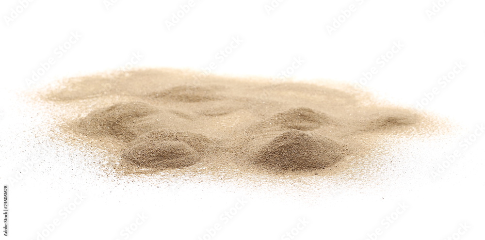 Desert sand pile, dune isolated on white background and texture, with ...