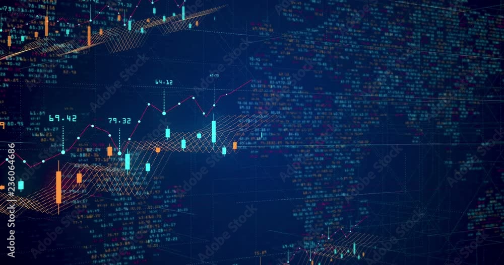 Stock chart animation - abstract digital 3d financial chart animation ...