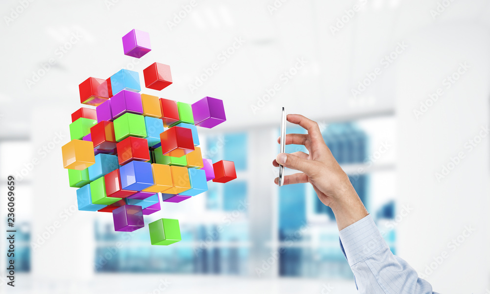 Integrating new technologies concept with cube figure floating i Stock ... Integrating new technologies concept with cube figure floating i Stock ...
