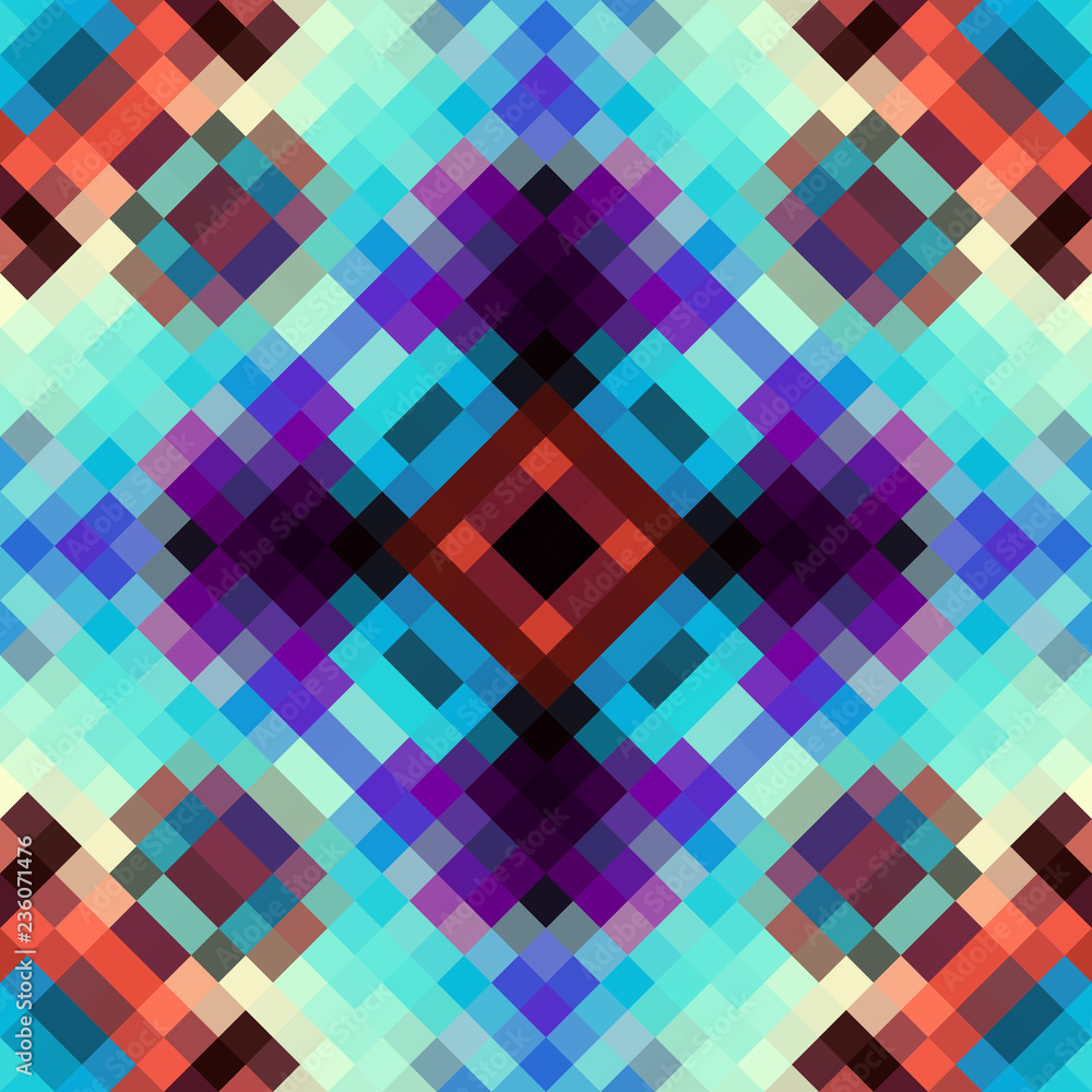 Geometric abstract symmetric pattern in pixel art style. Stock Vector ...