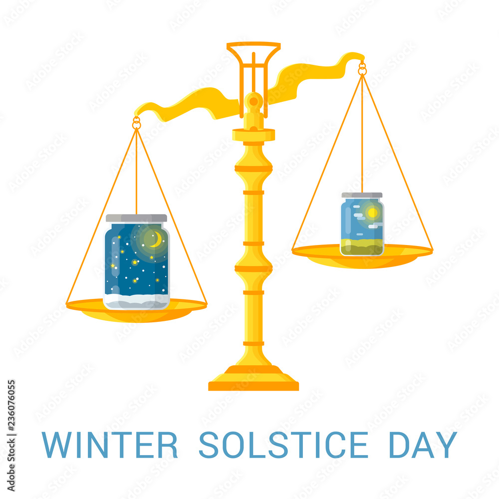 Vecteur Stock Vector flat illustration of winter solstice. Design ...