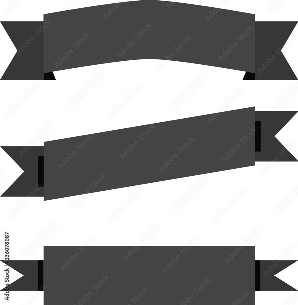 black ribbon banner on white background. flat style. ribbon banner for ...