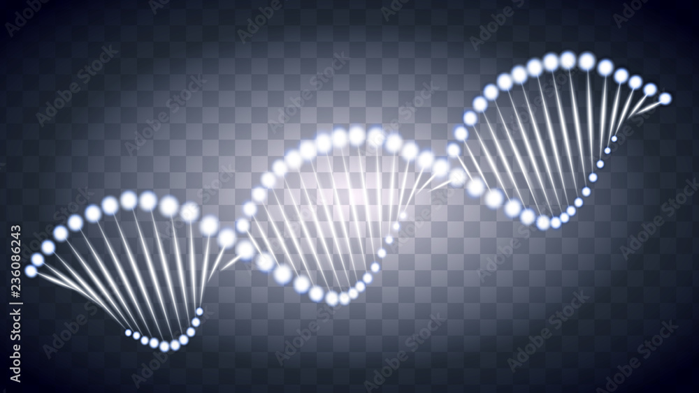 Vector DNA light trace effect. Glowing spiral wave line on black ...