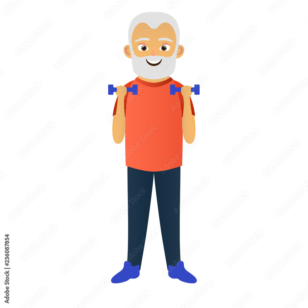 Happy Old Man Cartoon Character