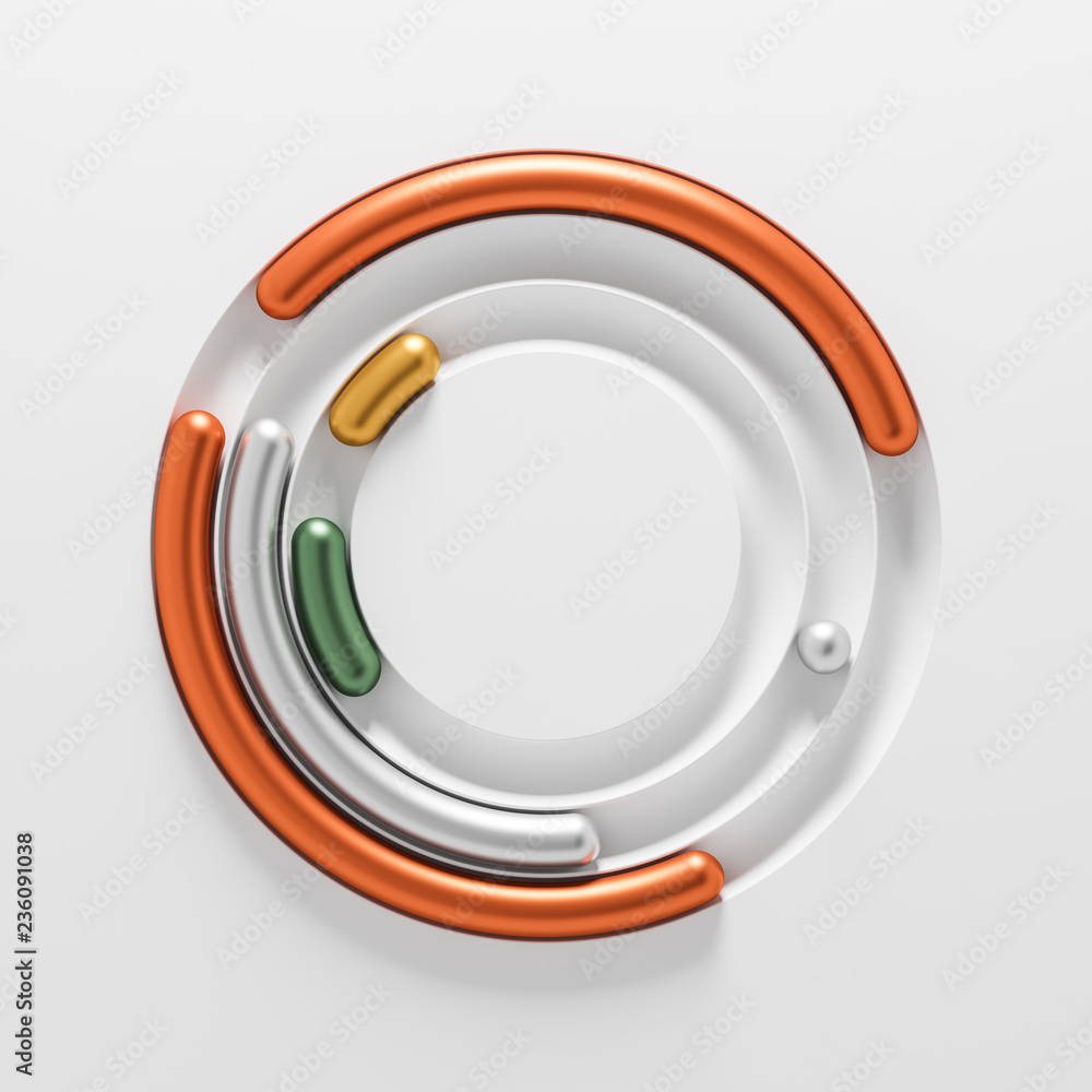 Abstract concept of 3d render frame with realistic flying shapes ...