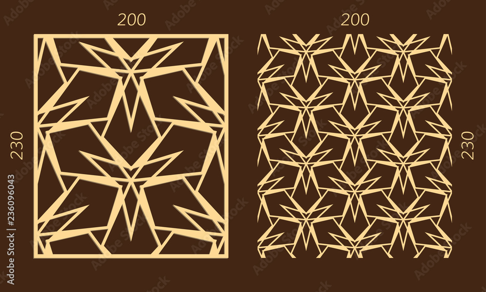 Laser cutting set. Woodcut vector panel. Plywood lasercut eastern ...