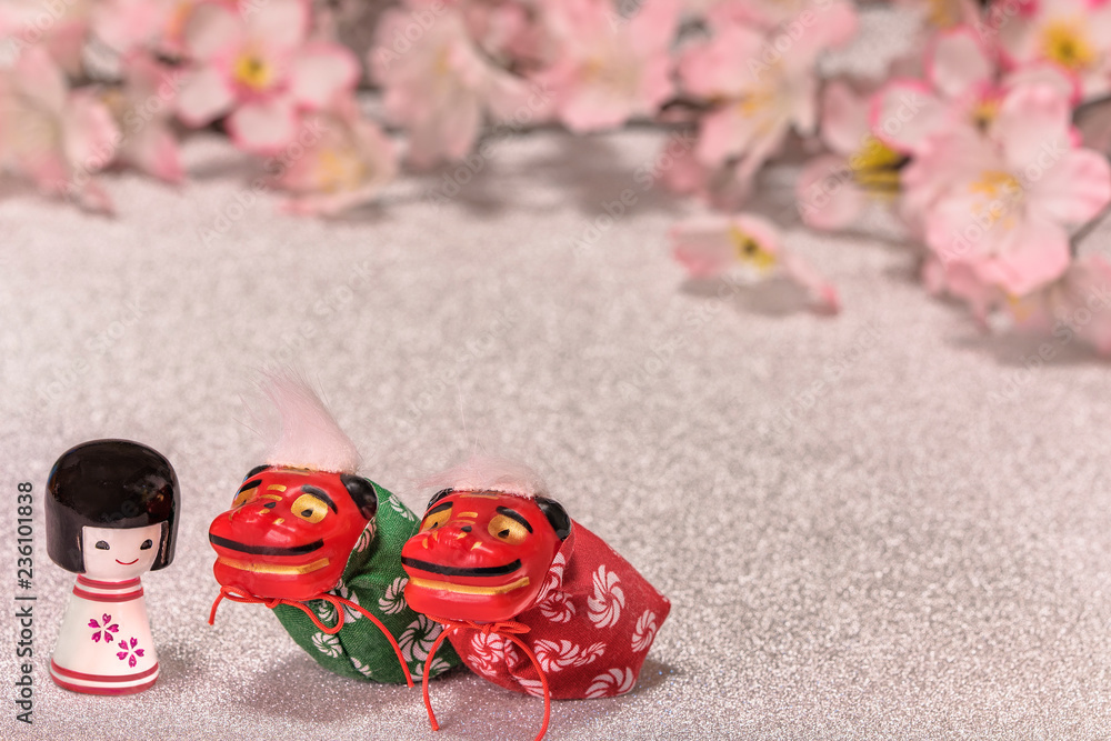 Japanese New Year's Cards with little doll Kokeshi and cute folklore ...