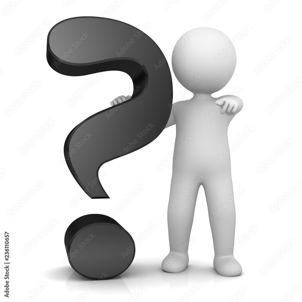 question mark 3d black interrogation man person figure picture Stock ...